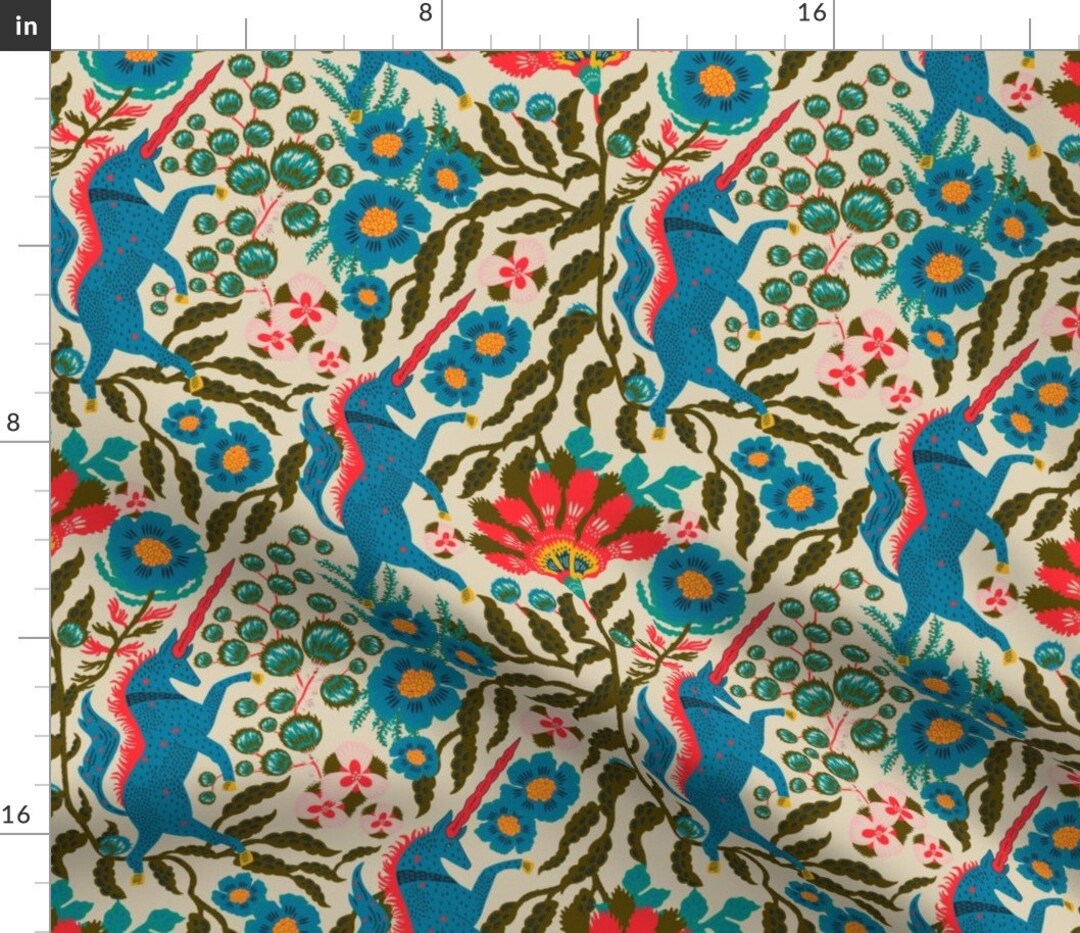 Blue Unicorn Floral Fabric Scandi Unicorn by Holli_zollinger Scandi ...
