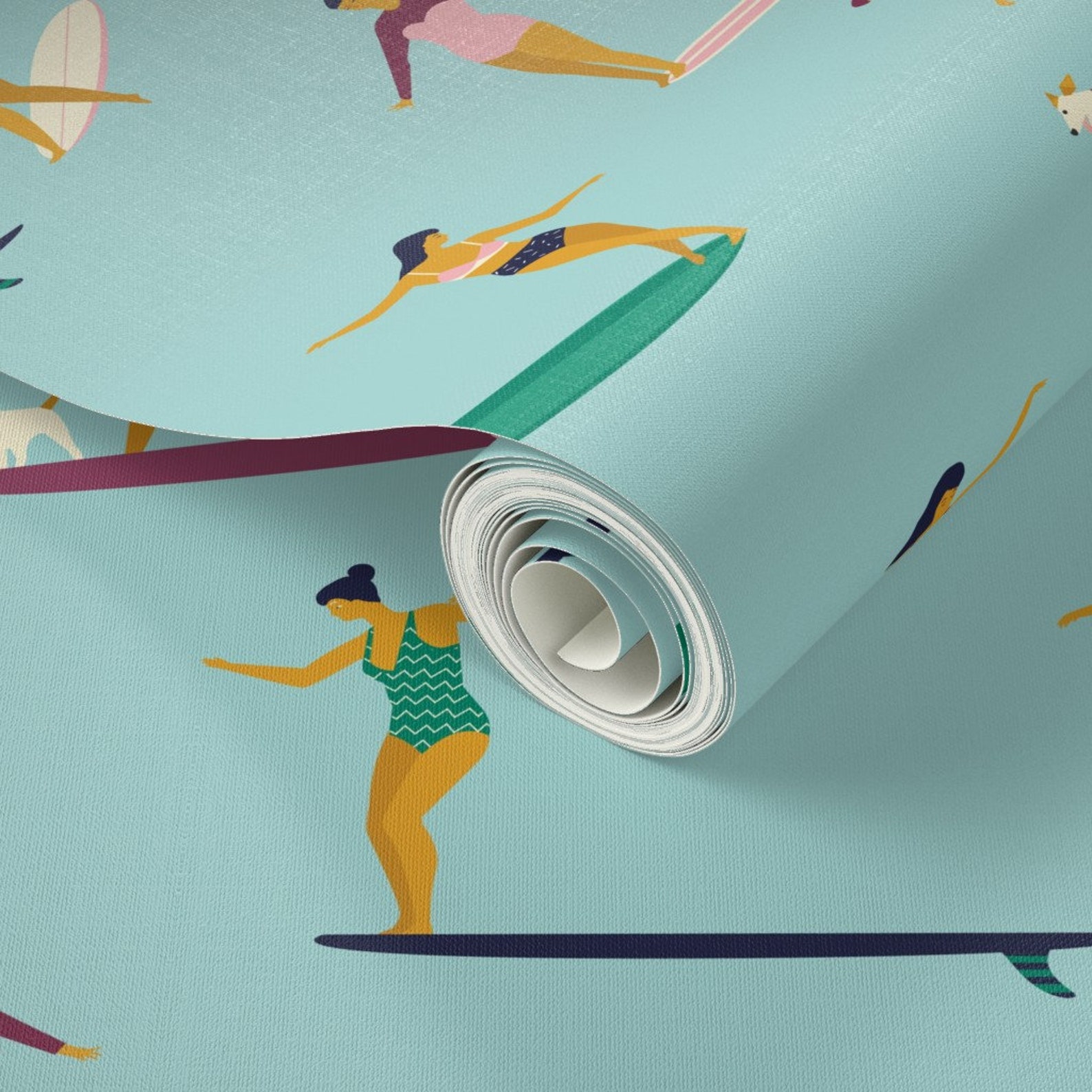 Surfing Wallpaper Souls Surfers Light Blue by Tasiania - Etsy