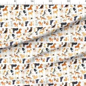 Dogs Fabric Dog Pattern by Silveroakdesign Watercolor Dogs | Etsy