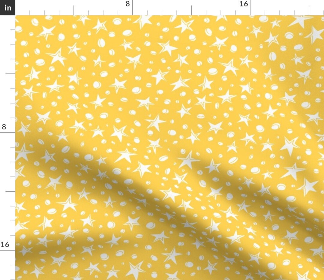 Yellow Sky Fabric Space Stars Canary by Boyusya Yellow Stars Space ...