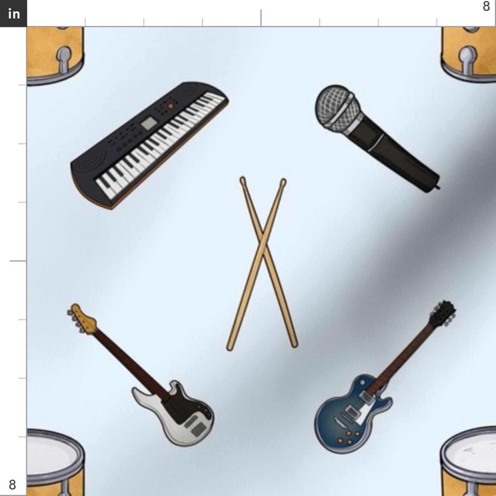 Music Fabric Rock Band Instruments by Quietsnooze Electric - Etsy