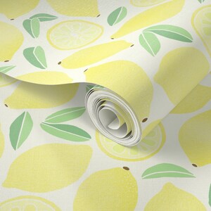 Lemon Wallpaper - Summer Lemons by Tangerine-tane - Lemon Kitchen Decor ...