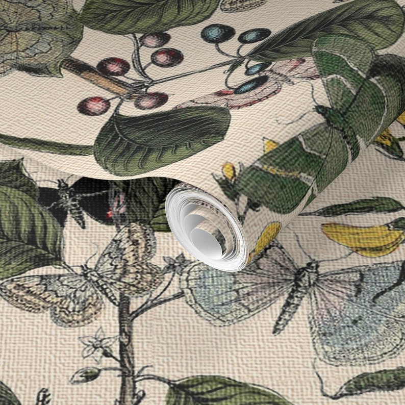 Butterfly Botanical Wallpaper Butterfly Garden by - Etsy