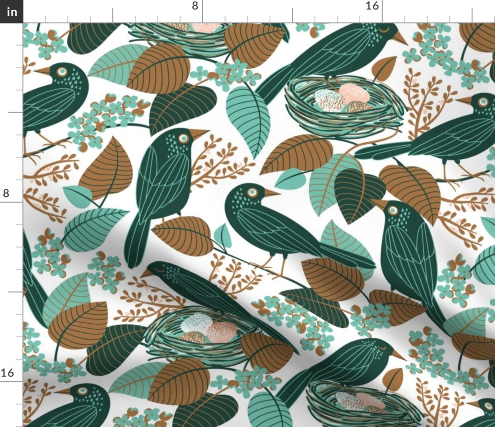 Abstract Green Birds Pattern Fabric Blackbird by Cjldesigns - Etsy ...