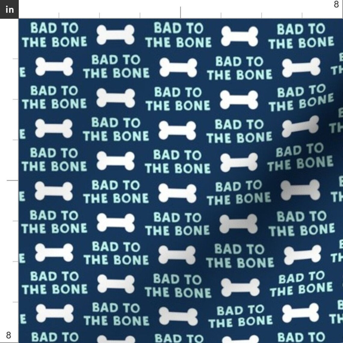 Dog Bone Fabric Bad to the Bone on Blue by Littlearrowdesign - Etsy