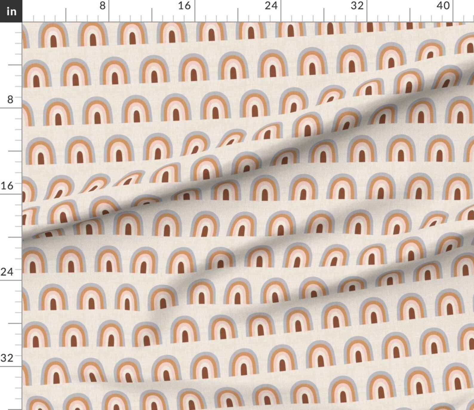 Boho Beige Rainbows Pattern Fabric Boho Rainbow by Holli | Etsy