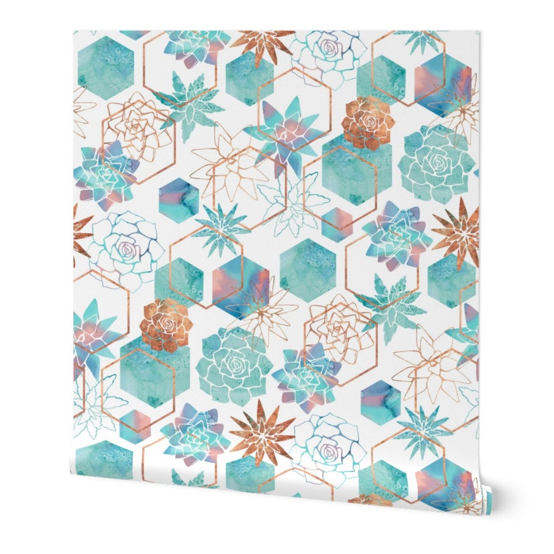 Geo Floral Wallpaper Rusted Copper Desert by Gingerlique | Etsy