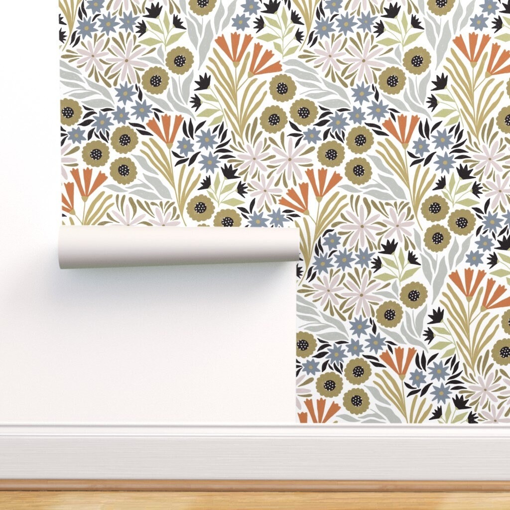 Flowers Wallpaper Adeline Floral by Amy Maccready Earth | Etsy