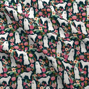 Sheepdog Fabric Old English Sheepdog Florals Cute Floral | Etsy