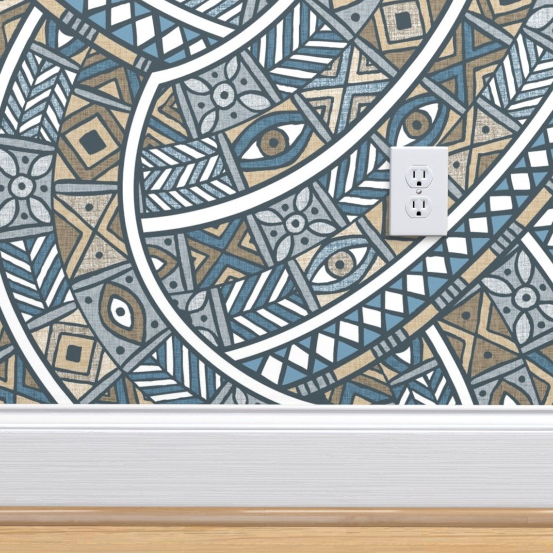 African Wallpaper Oba Zinc by Spellstone African Ethnic | Etsy