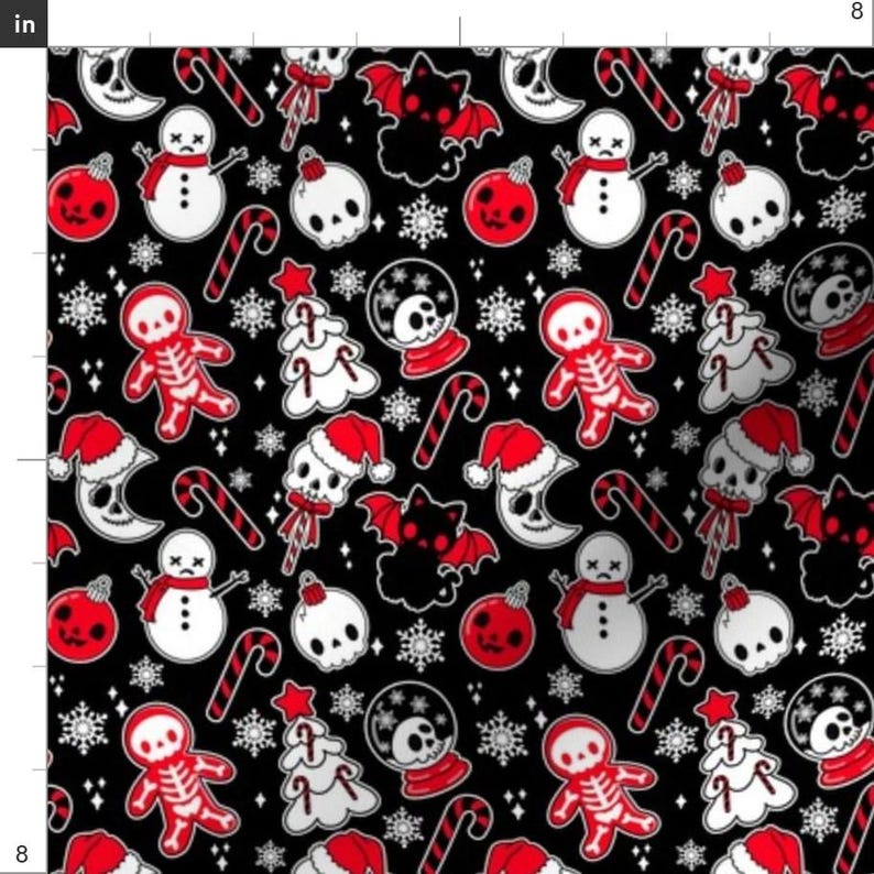 Christmas Fabric - Goth Emo Christmas by Kawaiikreeps - Skull Candy ...