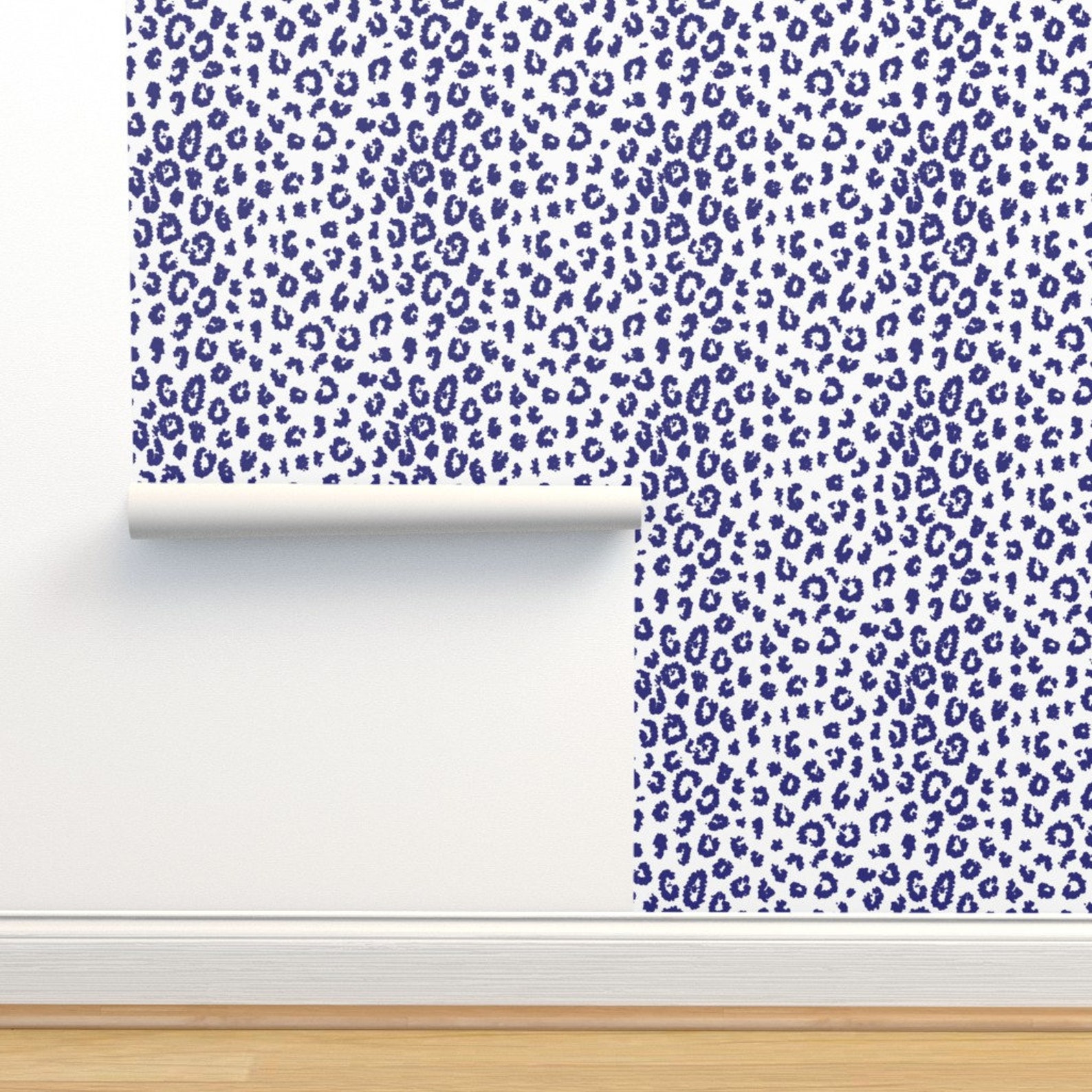 Leopard Wallpaper Summer Leopard in Blue by Domesticate - Etsy