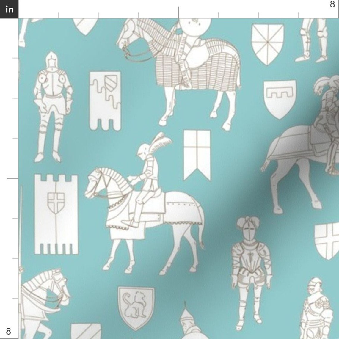Blue and White Knights Fabric Knights on Light Blue by - Etsy