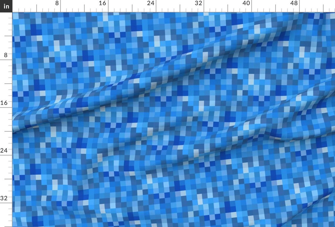 Blue Pixels Fabric - Pixel Party / Blue by Willowlanetextiles - Geeky ...