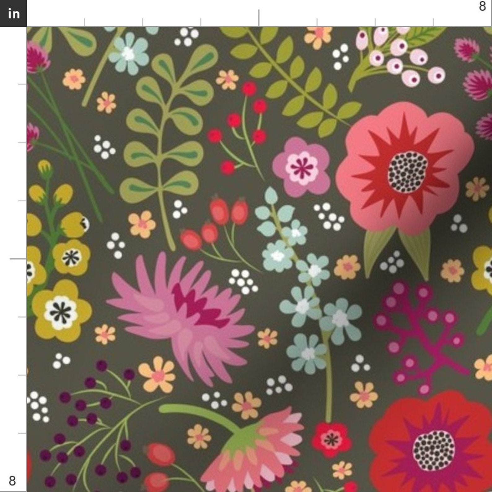 Eclectic Floral Fabric Eclectic Floral-8in by Wrapartist - Etsy