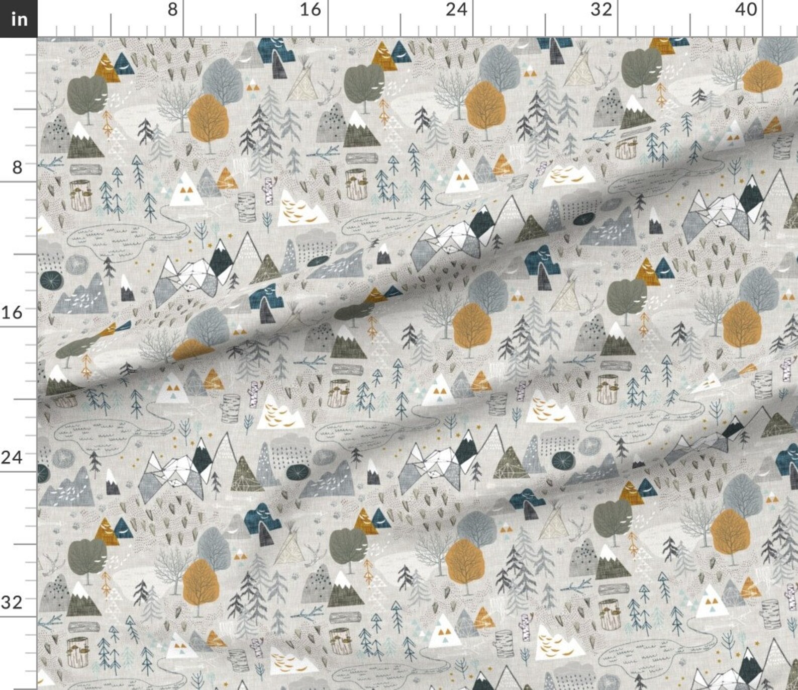 Map Fabric Max's Map grey Custom Fabric by Nouveau - Etsy