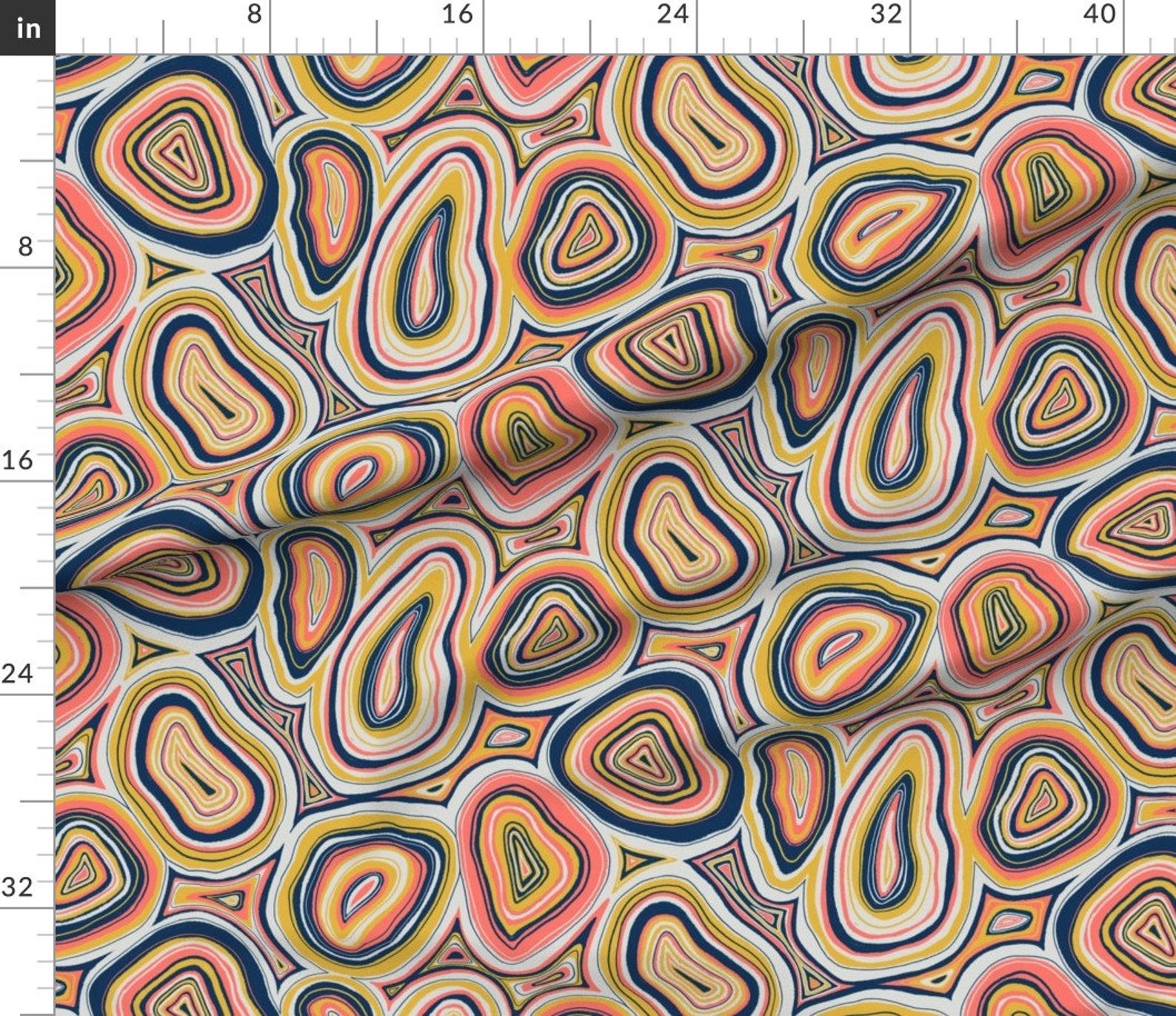 Coral Abstract Geodes Fabric Agate Slices in Living Coral by - Etsy