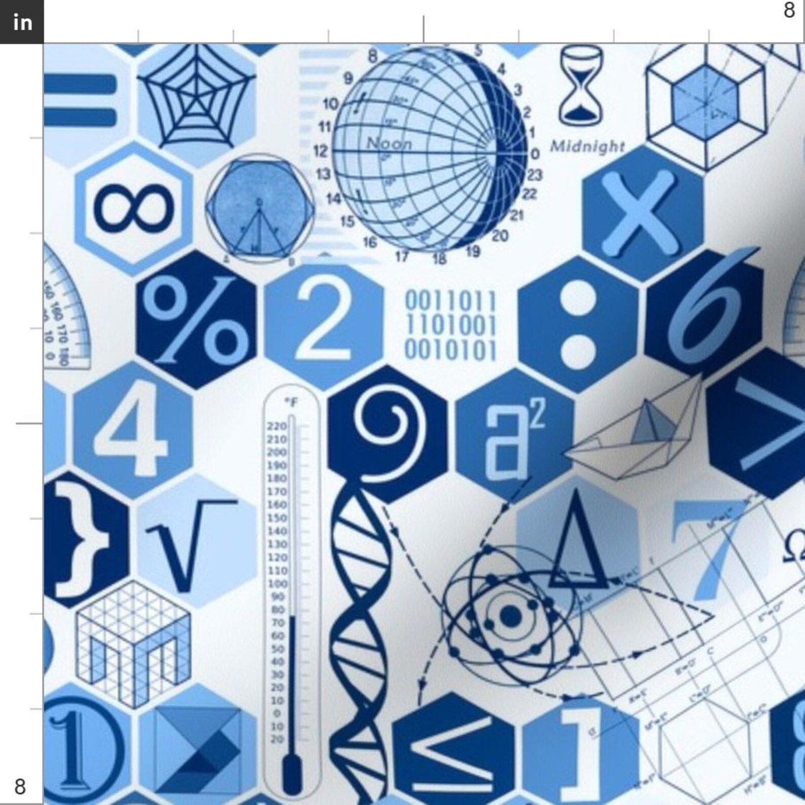 Blue and White Fabric Math in Blue Sc50 by Chicca Besso - Etsy