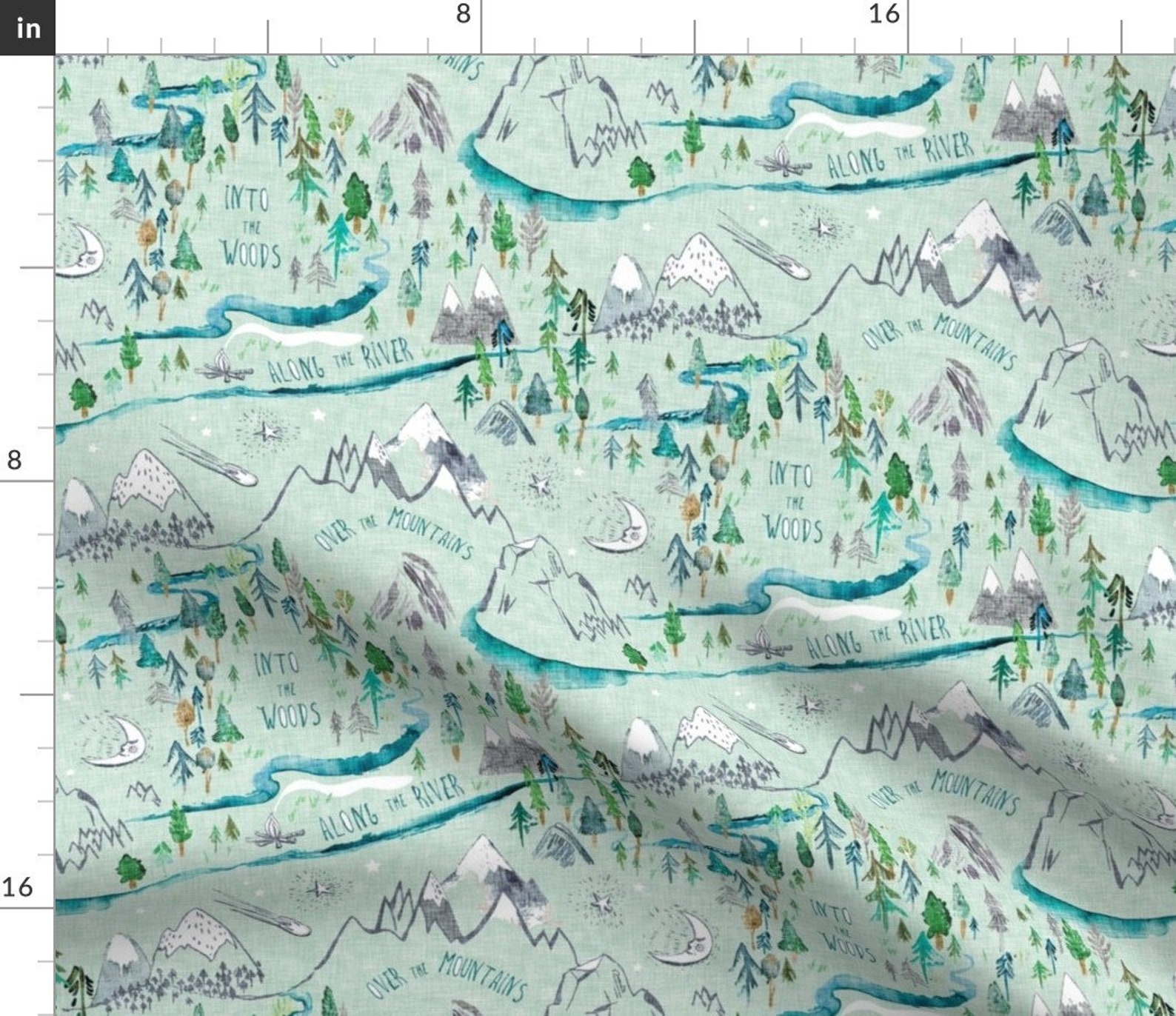 Mountain Adventure Fabric Let's Go Adventuring Sage by - Etsy