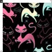 Mid Century Modern Fabric Prancing Kitten-fabric-black by Miss Fluff ...