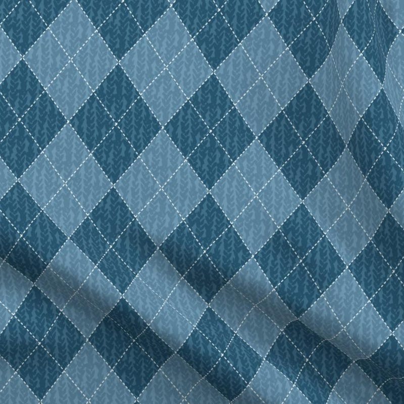 Blue Argyle Fabric - Etsy