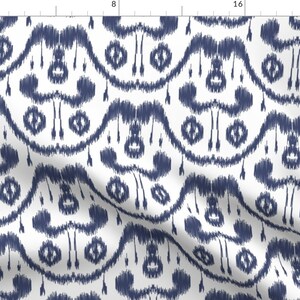 Blue White Ikat Print Fabric Ikat Waves Indigo by Mjmstudio Ikat Print ...