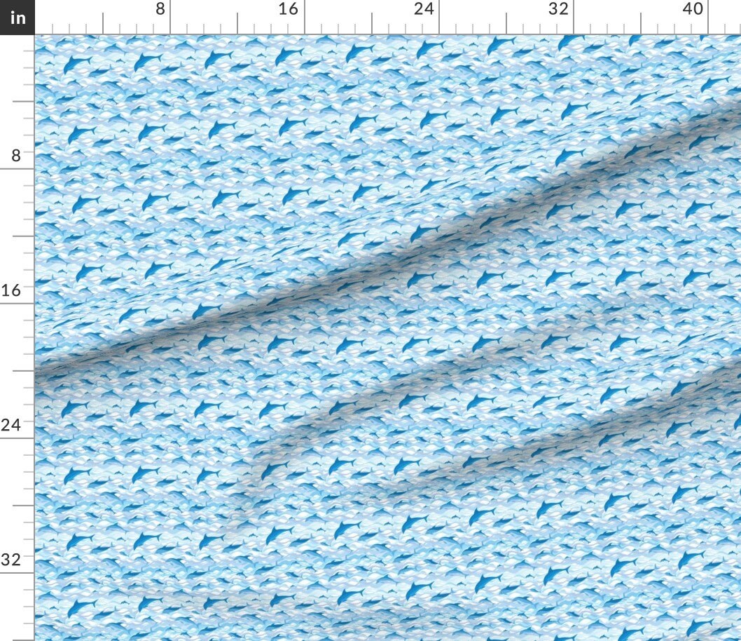 Dolphins Fabric Dolphins Riding the Ocean Waves by Fabric is - Etsy