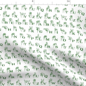 Green Alphabet Fabric Sign Language Alphabet // Green by ...