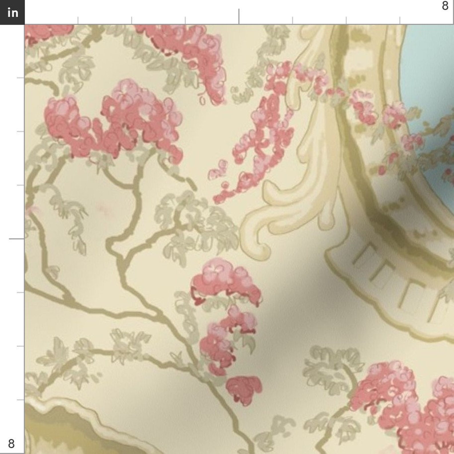 Rococo Bird Fabric Birds in Cherry Tree by Margaret Ann - Etsy