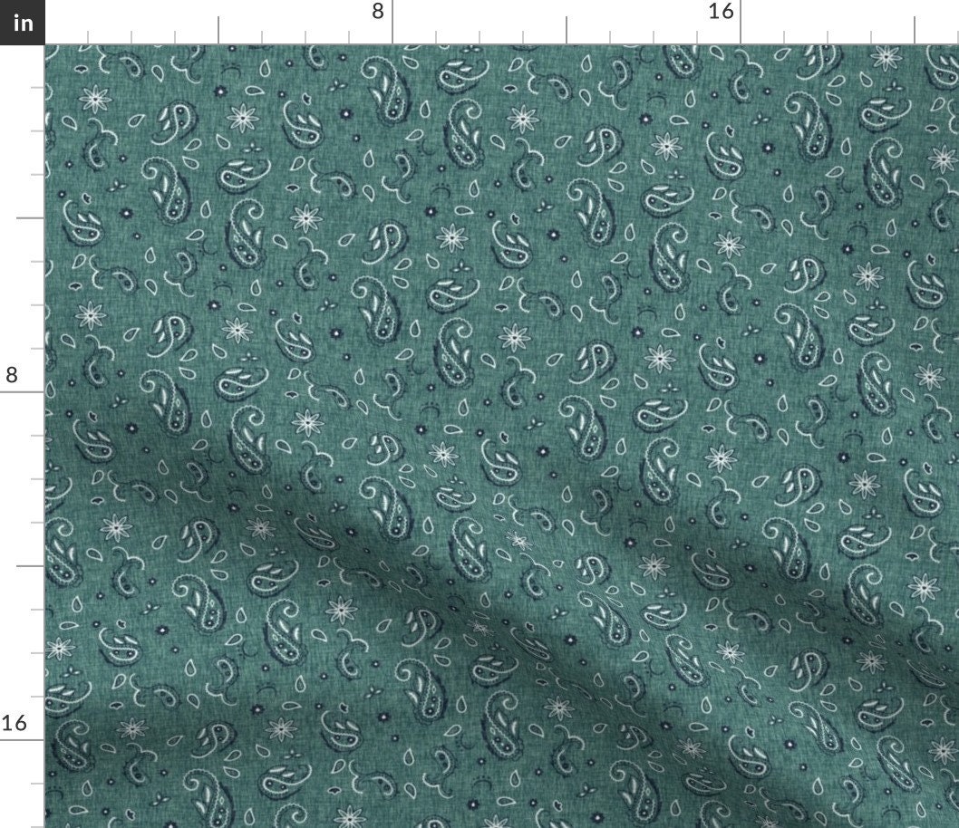 Western Fabric Western Paisley Small Turquoise by | Etsy