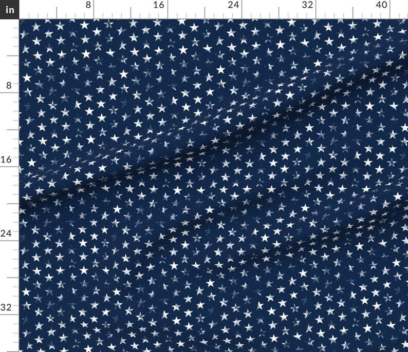 Distressed Stars Fabric White Stars on Navy Blue Grunge | Etsy