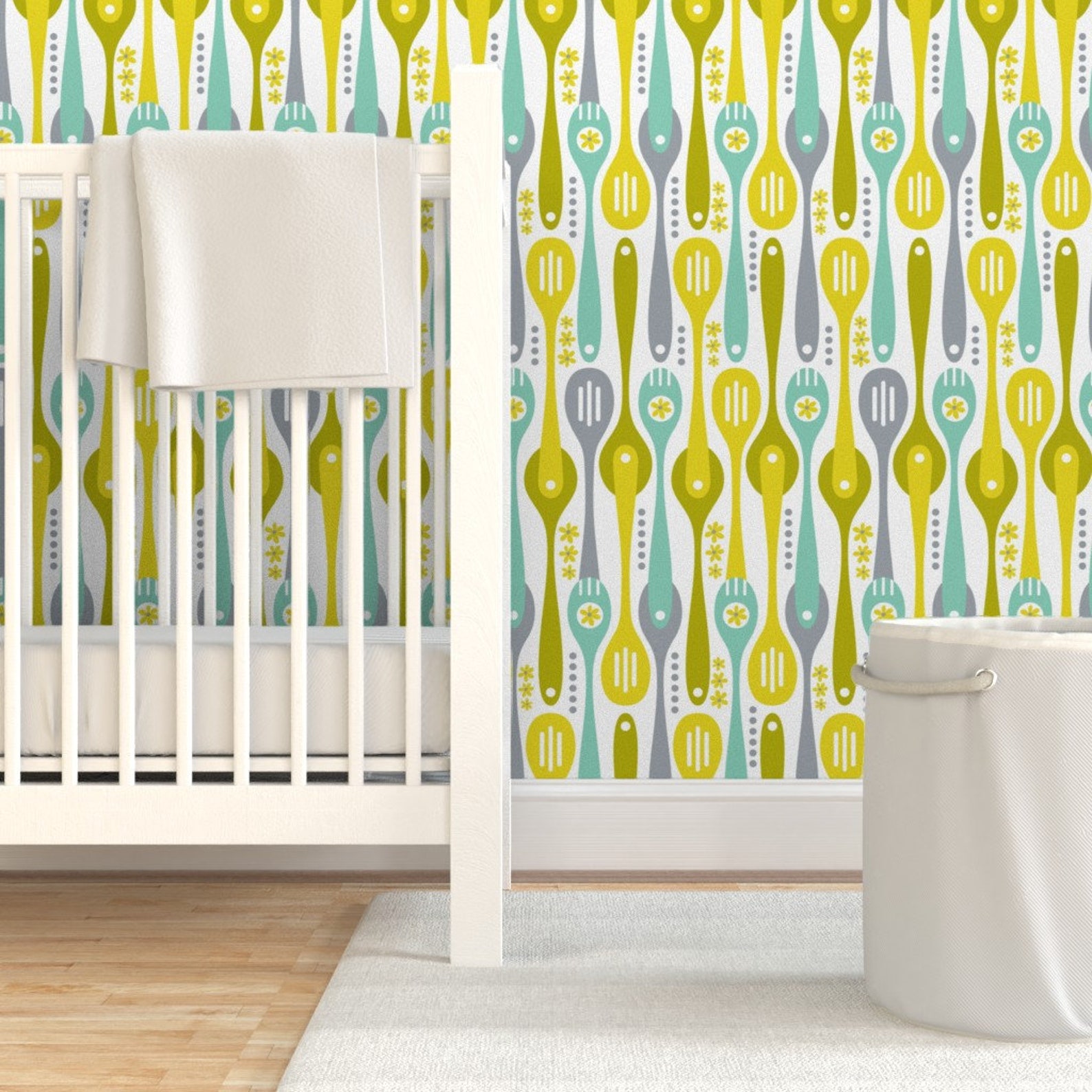 Spoons Wallpaper - Kitchenette - Yellow Spoon by Heatherdutton - Spoons ...