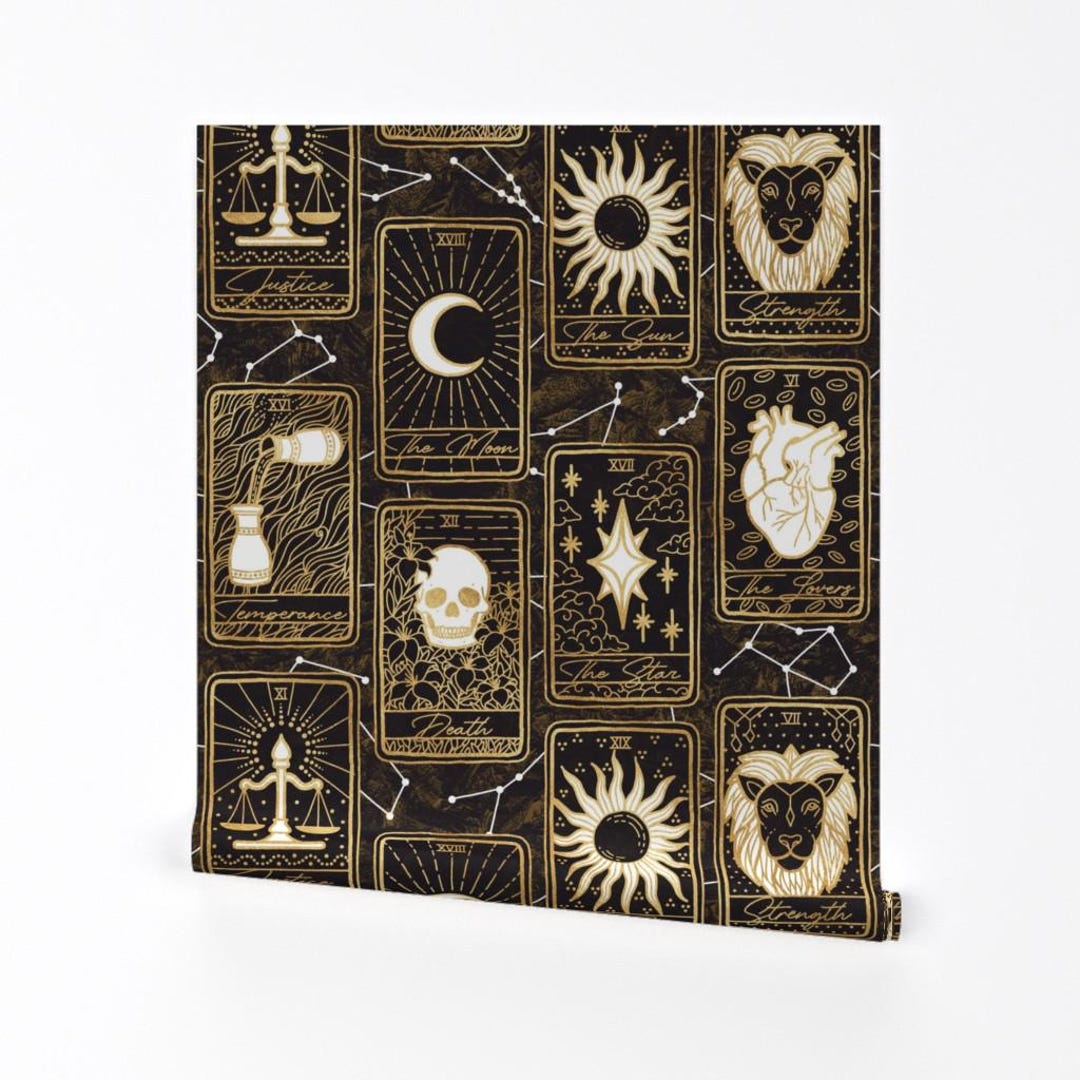 Tarot Removable Peel and Stick Wallpaper - Witchy Divination Black ...
