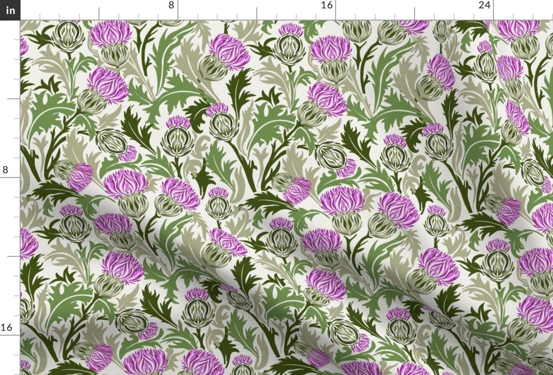 Thistle Fabric - Thistle Dance by Mitalimdesigns - Scottish Purple ...