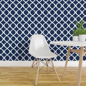 Nautical Wallpaper Fish Net-navy by Fleamarkettrixie Blue White Custom ...