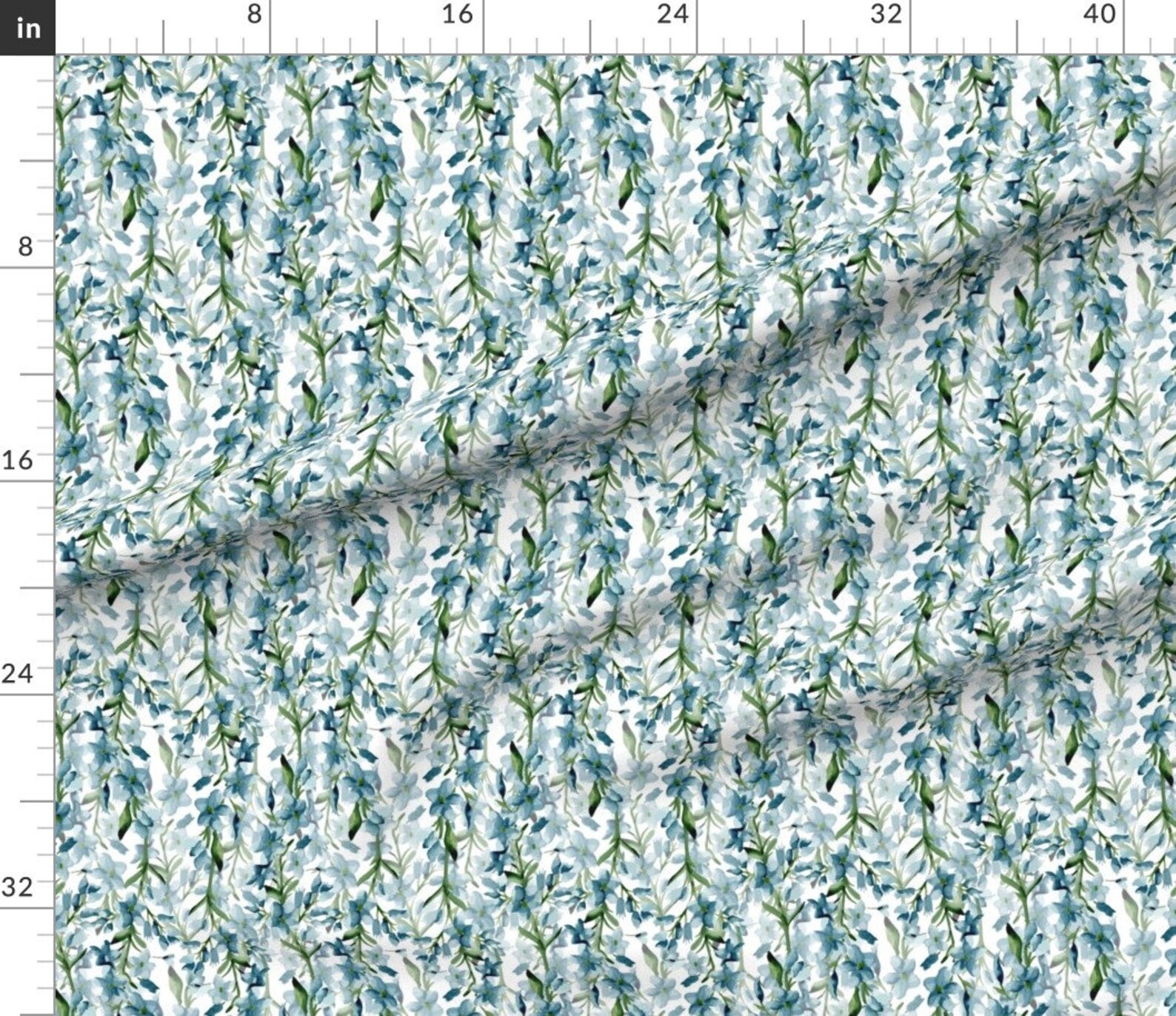 Floral Branch Fabric Blue Branches by Juliabadeeva - Etsy