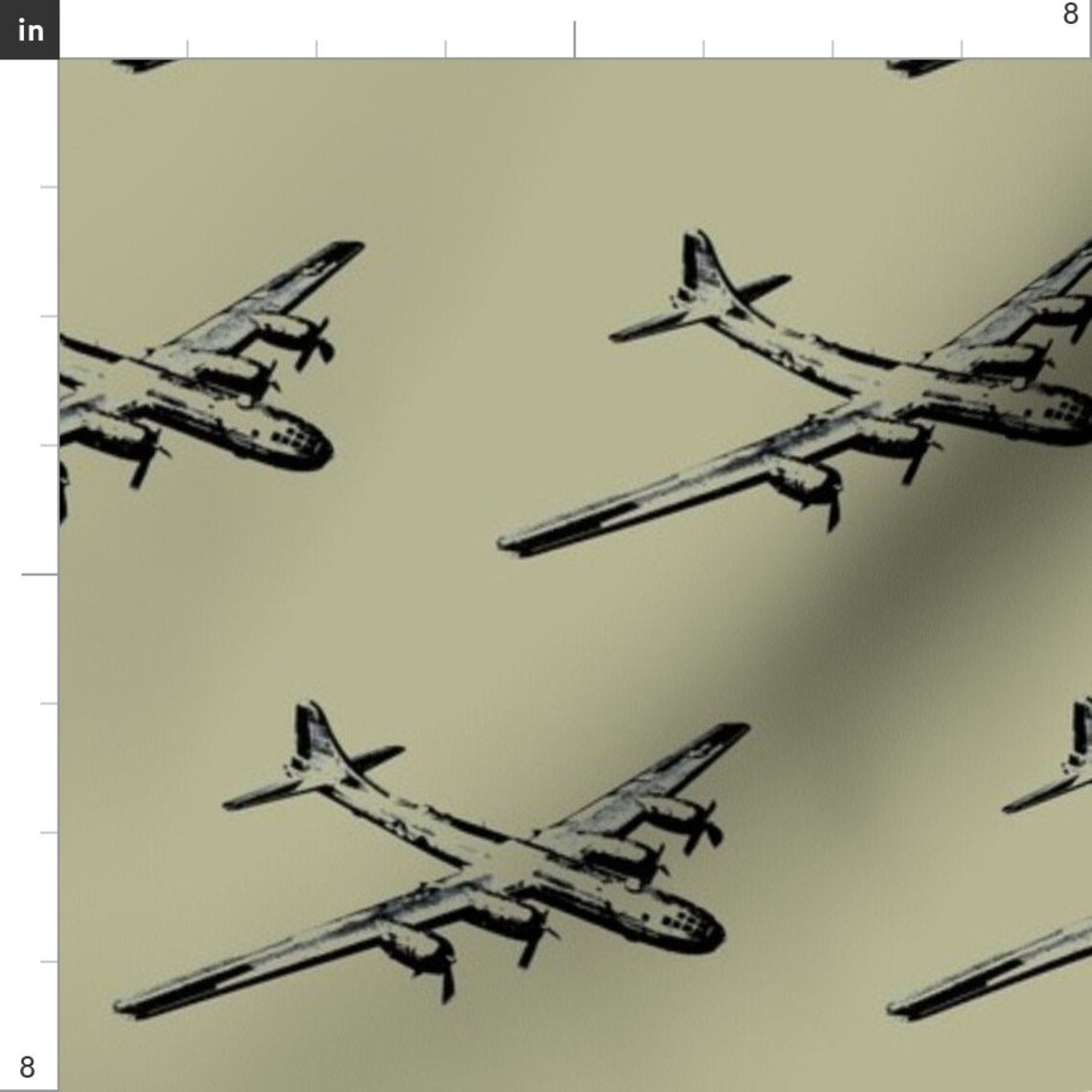 Vintage Aircraft Fabric Wwii Bomber in Grey by Pennyroyal - Etsy