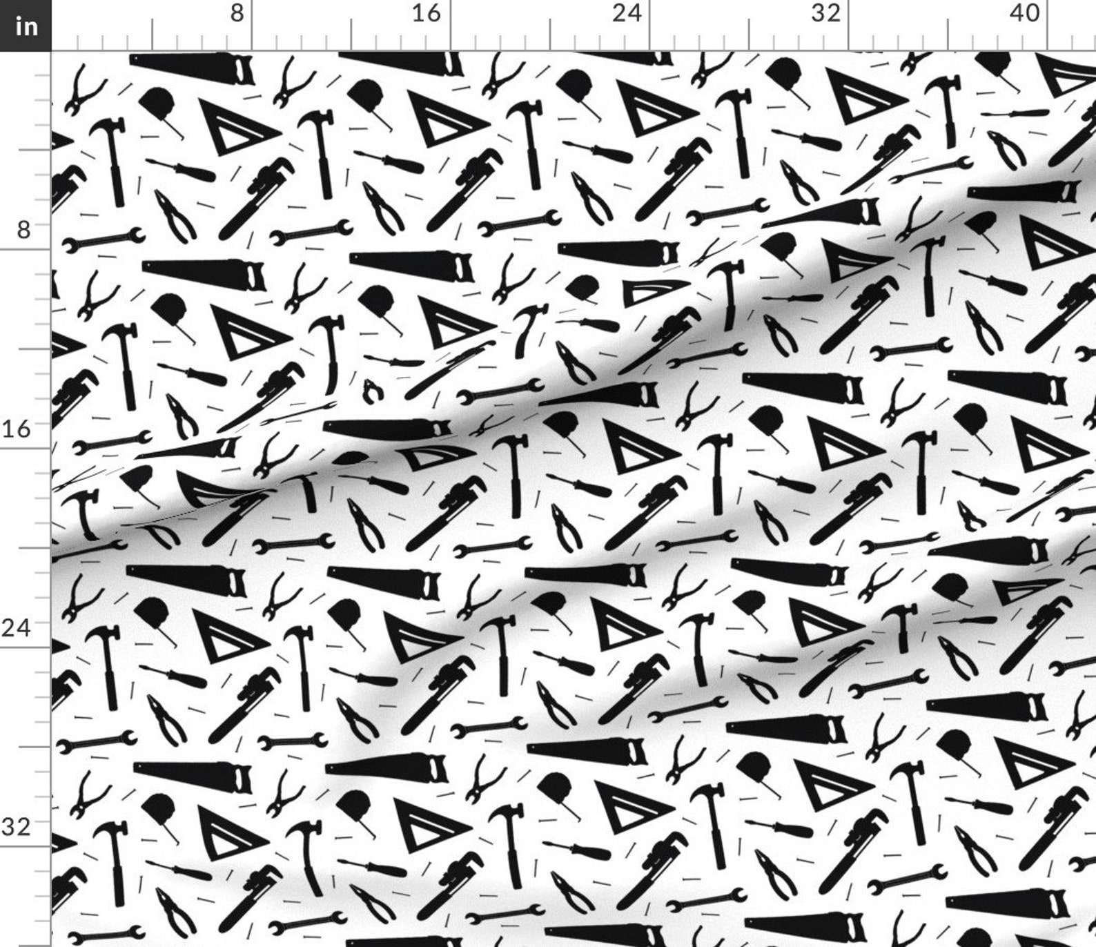 Masculine Fabric Large Tool Shed Black White Power Tools | Etsy