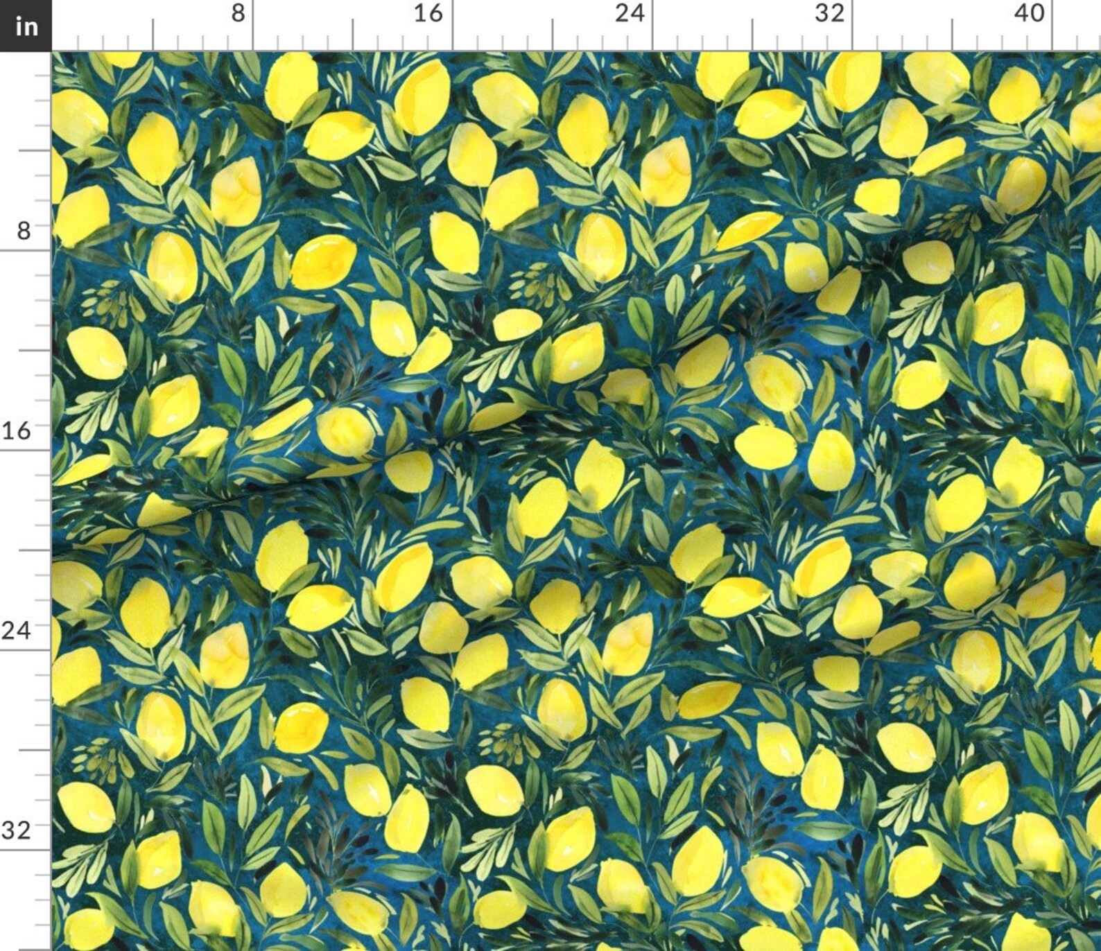 Lemons Fabric Lemons on Turquoise by Rebecca Reck Art - Etsy