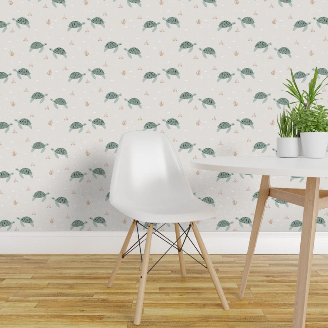 Boho Sea Turtles Removable Peel and Stick Wallpaper - Coastal Nautical ...