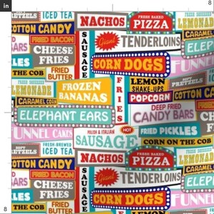 State Fair Fabric carnival Amusement Park Junk Food Typograph - Etsy