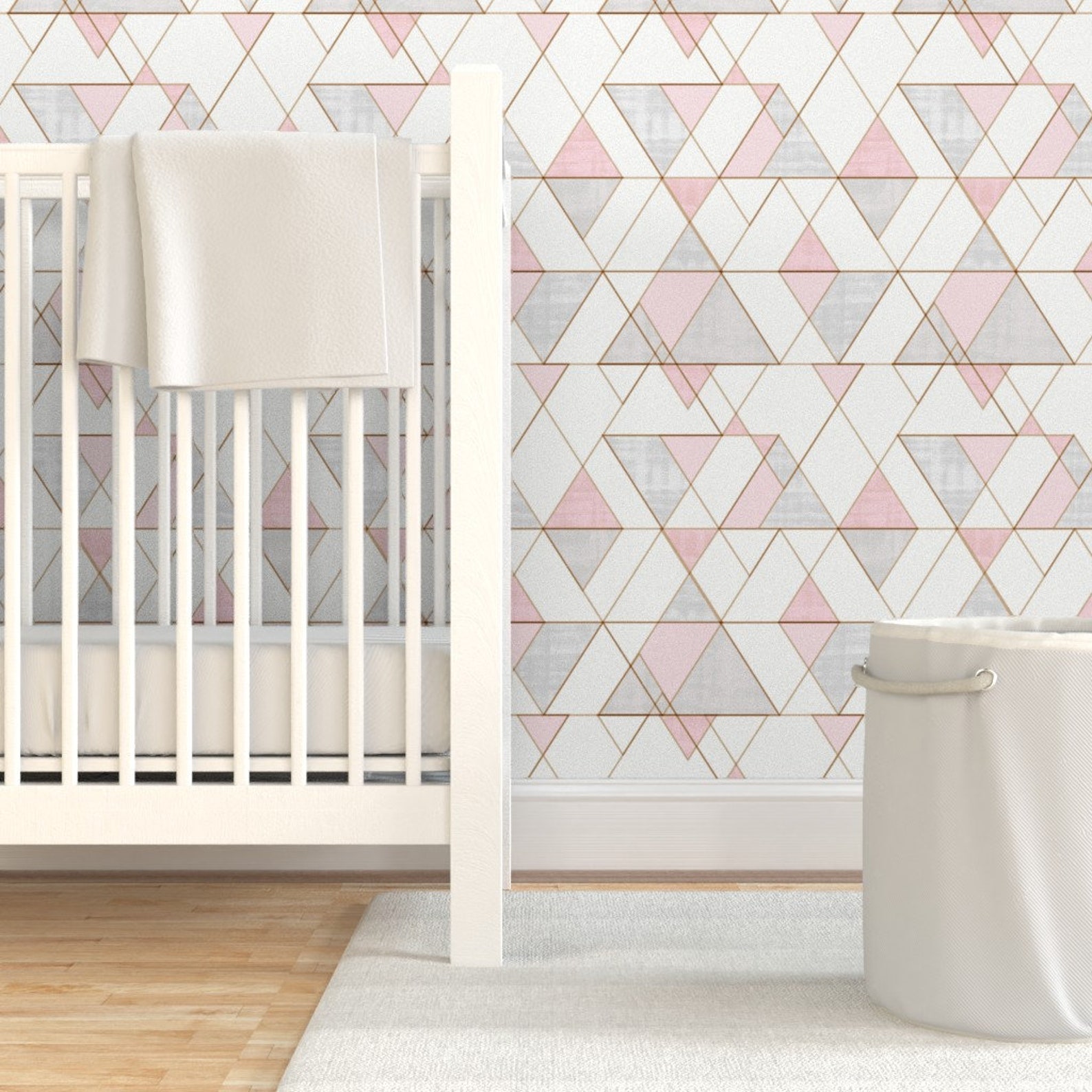 Geometric Wallpaper Triangles Pink Gray by Crystal Walen - Etsy Canada
