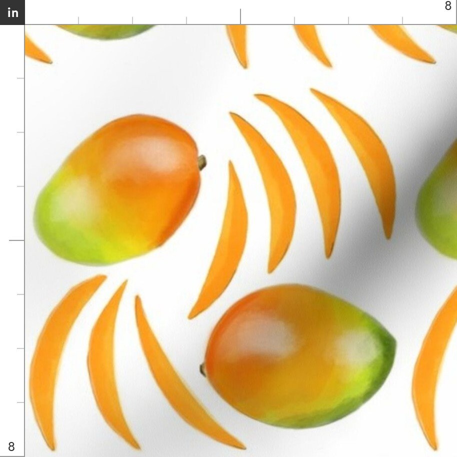 Bold Mango Fabric Mango Fruit by Landpenguin Watercolor | Etsy