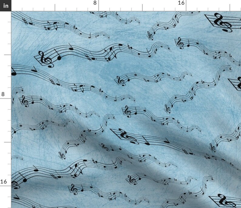 Song Fabric Music Notes Blue by Themadcraftduckie Song - Etsy