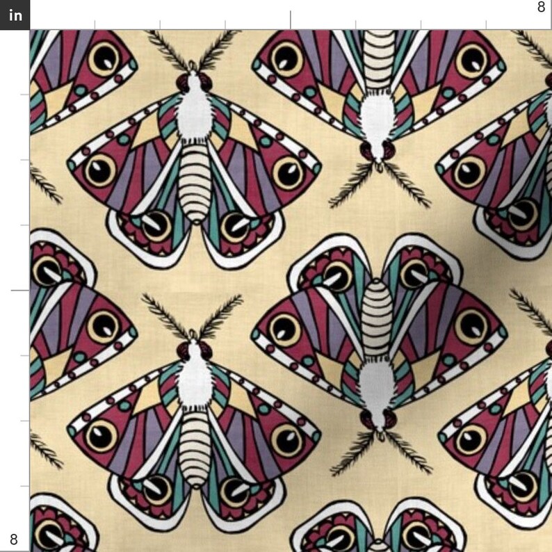 Vintage Moths Fabric Bright Moths by Pond Ripple Geometric - Etsy