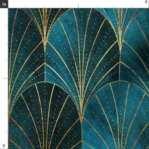 1920s Fans Fabric Art Deco by Thewellingtonboot Ombre Blue Geometric ...