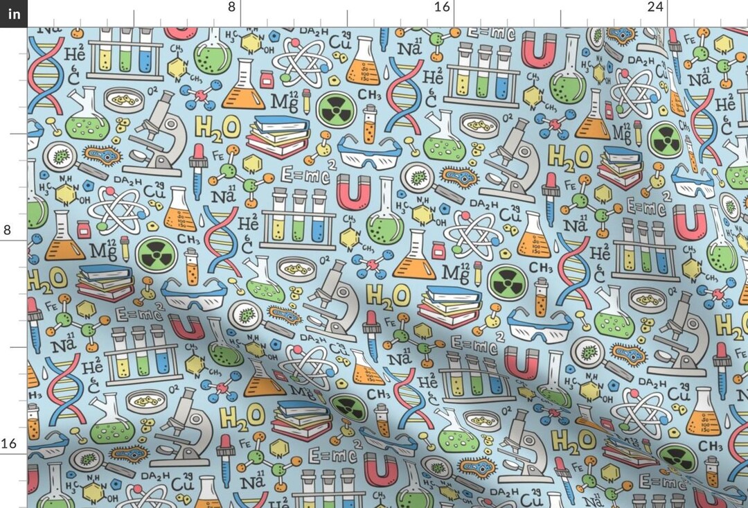 Science Fabric - Science Lab by Caja Design - Blue Colorful Kids ...
