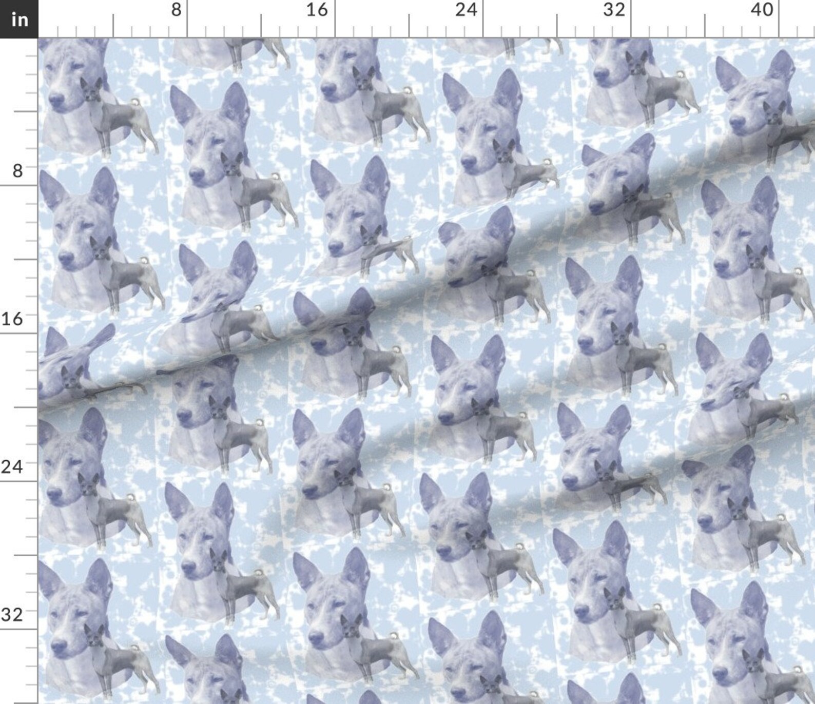 Blue Basenji Fabric Blue Basenji Design by Dogdaze Blue | Etsy