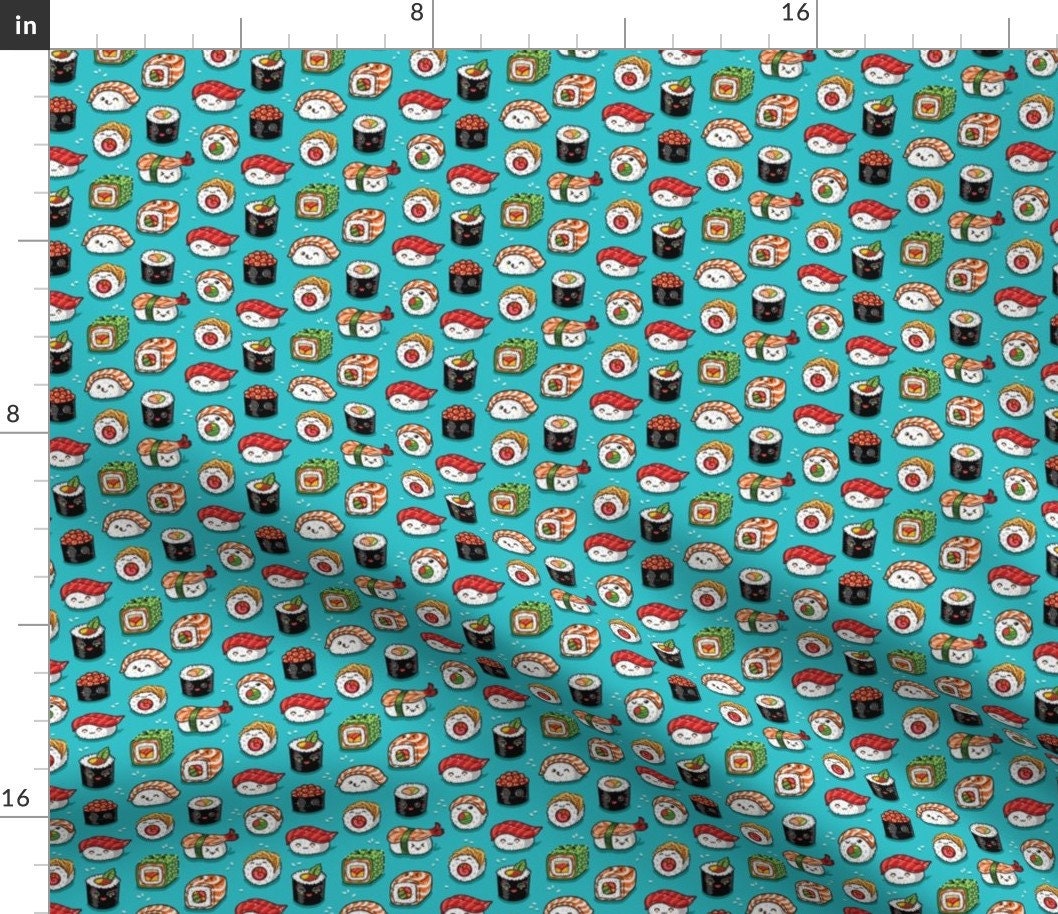 Sushi Fabric Cute Kawaii Sushi By Penguinhouse Japanese | Etsy
