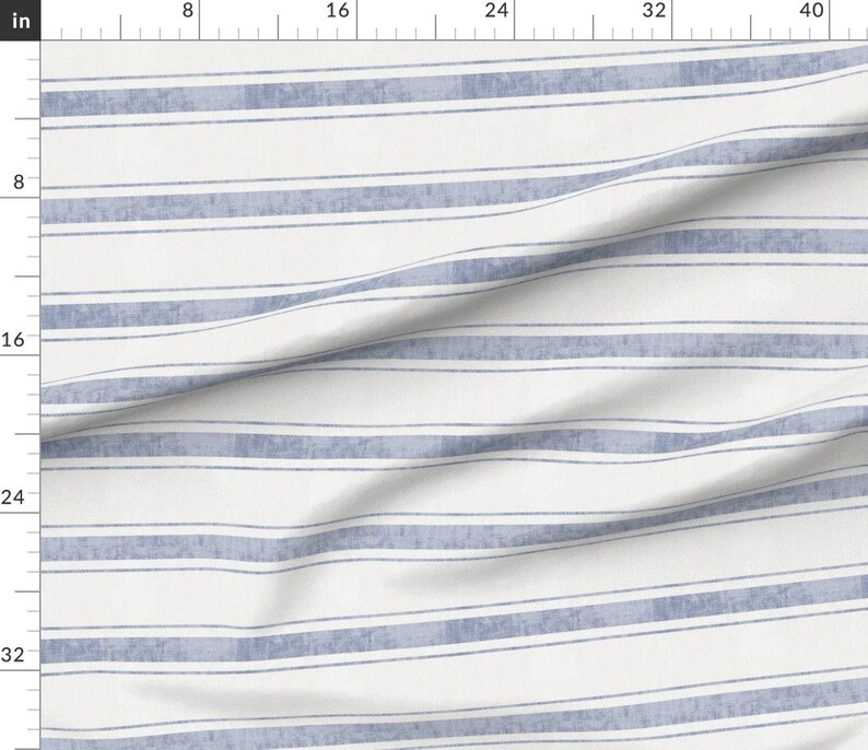 Blue Stripes Linen Fabric Aegean Bold Ticking Stripe Rotated - Etsy